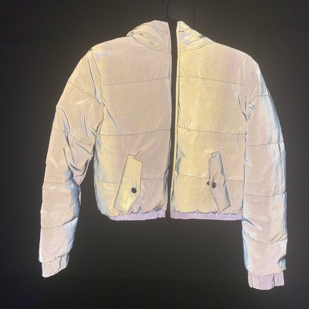 Reflective Cropped Puffer Jacket - Gem